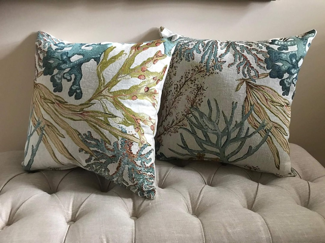 Set of Two Seaweed Accent Pillows for Sofas, Loveseats Home Decor 18x18 - Etsy