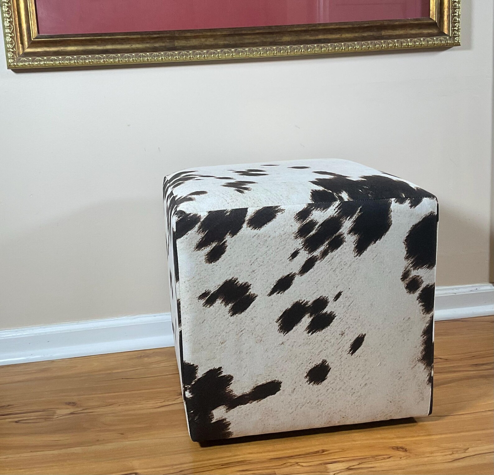 Beautiful Cube Ottoman With “COW” Print. Accent Piece for Any Room.. - Etsy