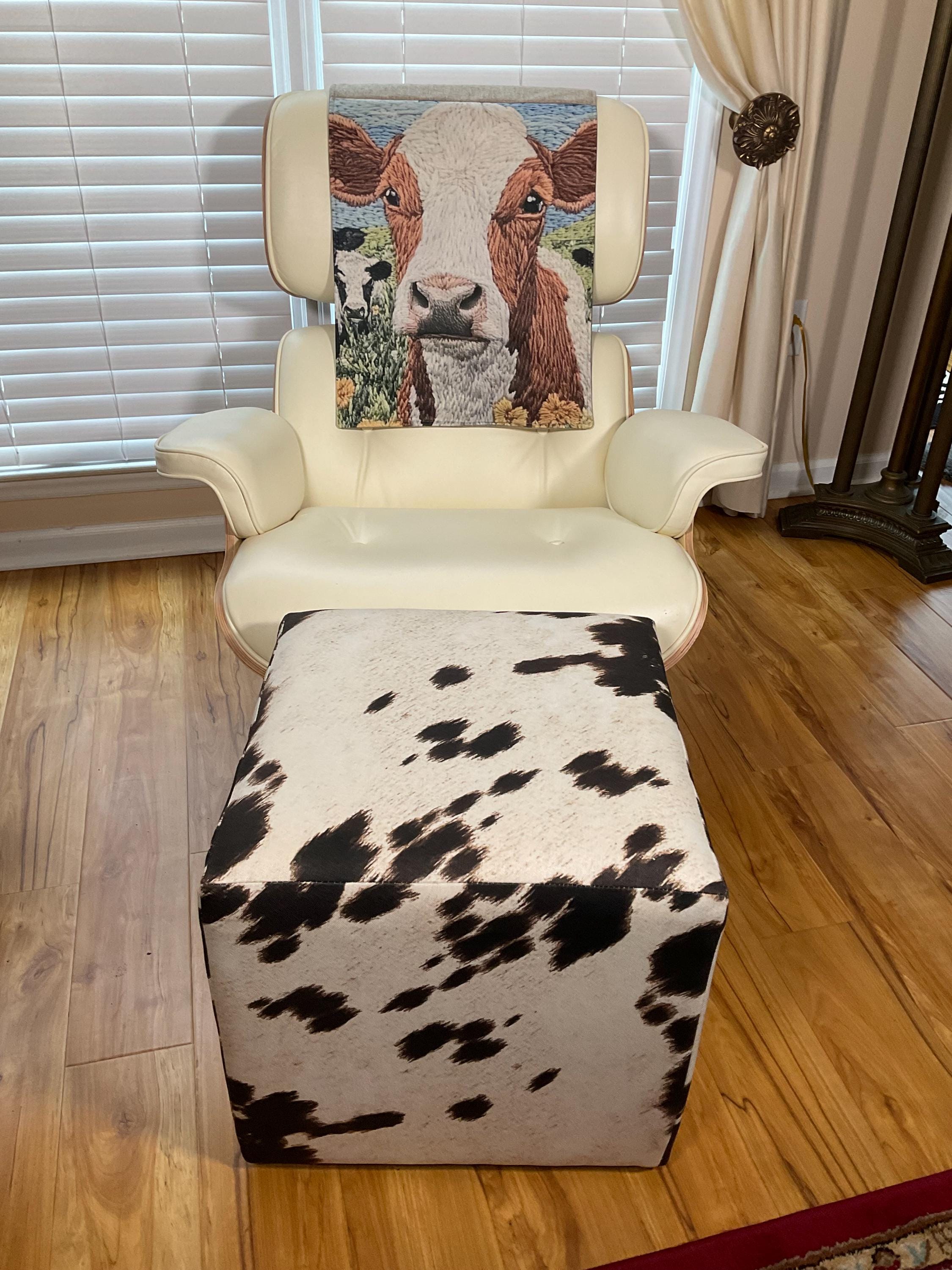 Beautiful Cube Ottoman With “COW” Print. Accent Piece for Any Room.. - Etsy