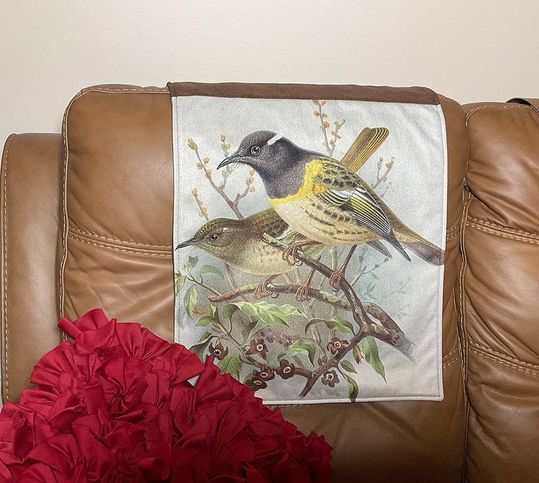 Bird Print Headrest Cover, Reversible Furniture Protector - Etsy Australia
