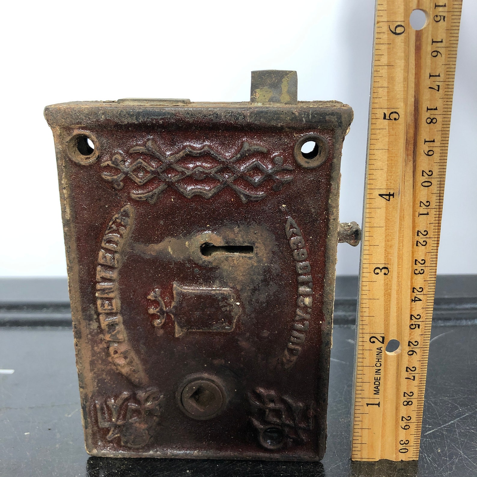 Antique Branford Lock Works 1863 Decorative Rustic Rim Box Door Lock - Etsy