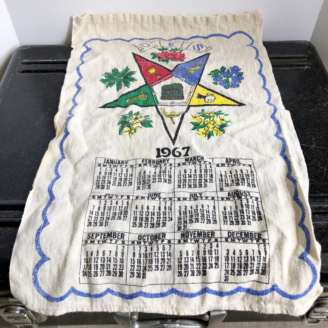 Vintage 1967 OES Eastern Star Kitchen Linen Tea Towel Calendar - Etsy