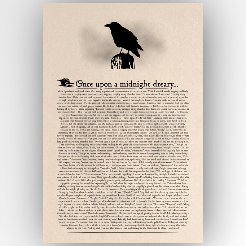 Edgar Allan Poe the Raven Book Page Art Print | Etsy