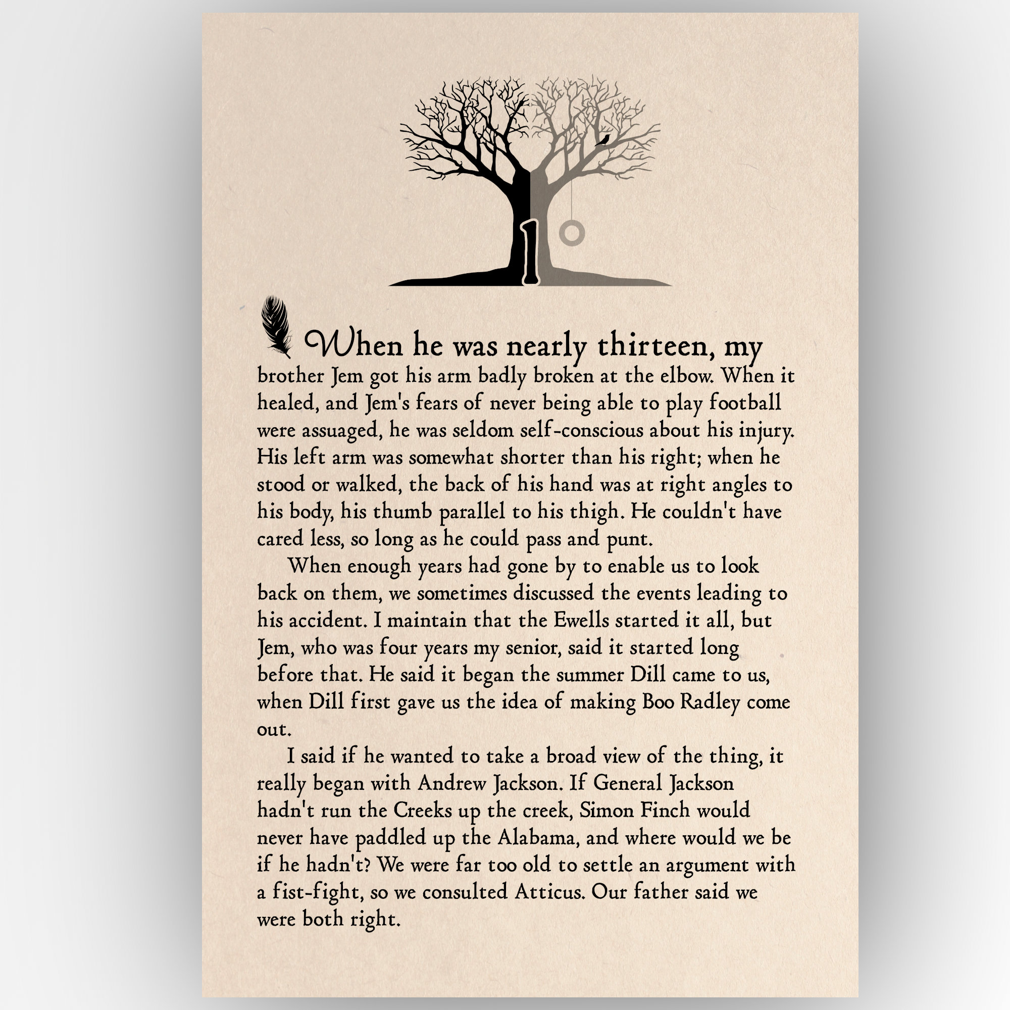 To Kill A Mockingbird Book Page Art Print Etsy
