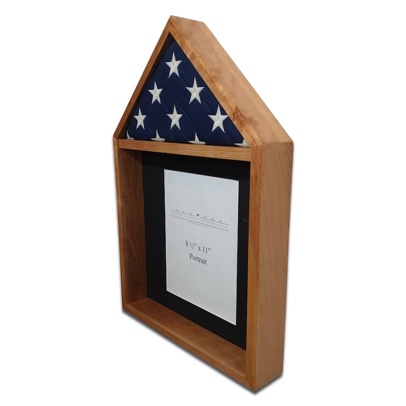 Cherry Flag & Certificate Display Case, Holds a 3' X 5' Flag, 8.5x11 or ...