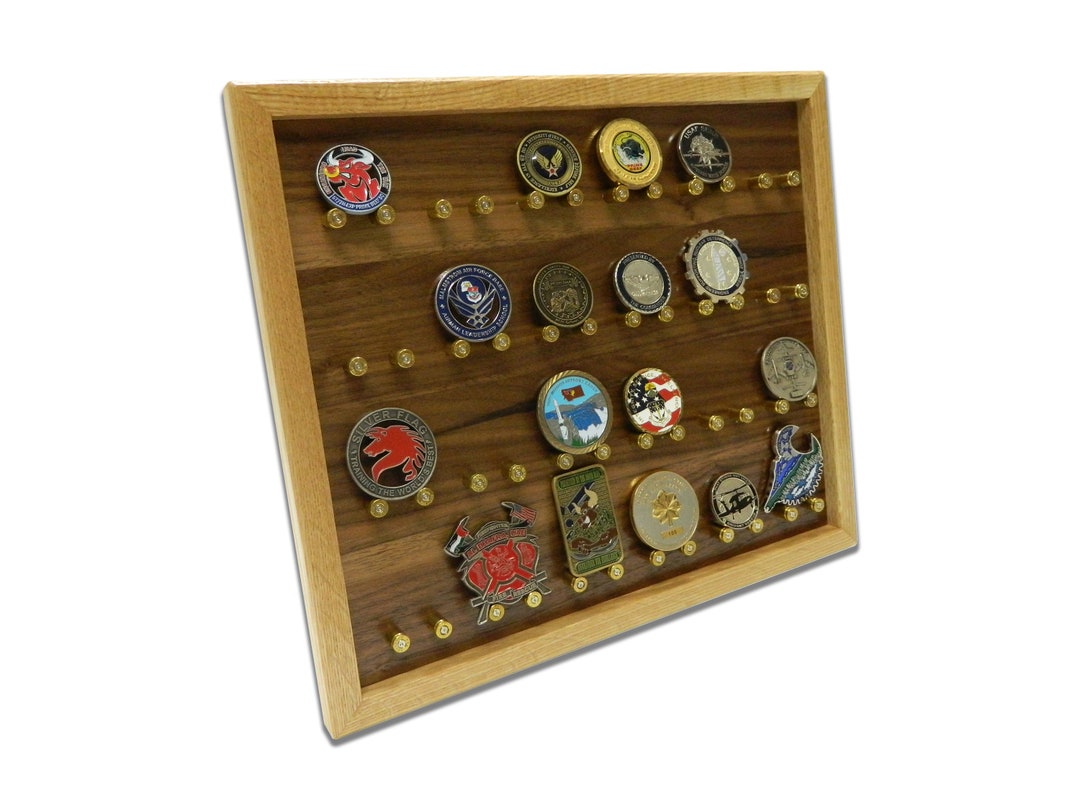 24 Challenge Coin Rack Display, Military Coin Holder, 9mm Brass Bullet ...