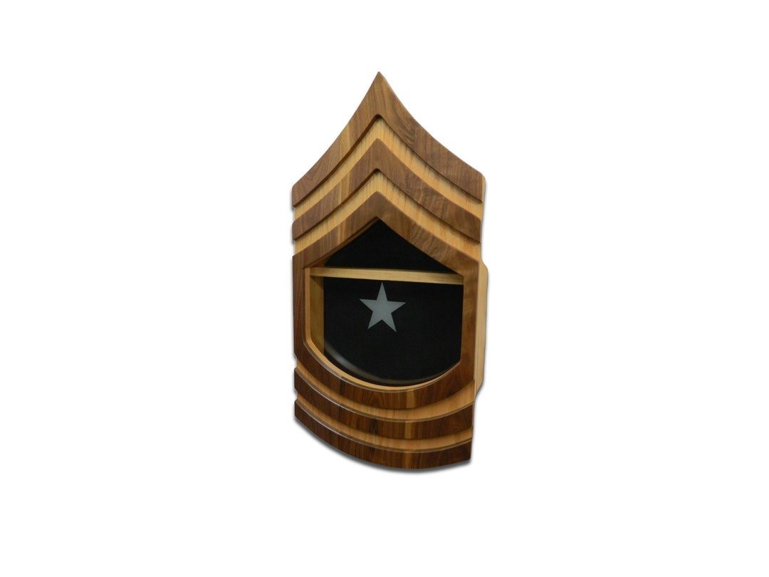 Army SGM Retirement Shadow Box: Veteran Handcrafted Oak & Walnut Flag ...