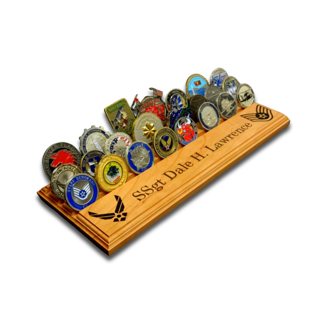 A.R.S. Challenge Coin Rack Display, 24 Military Challenge Coins ...