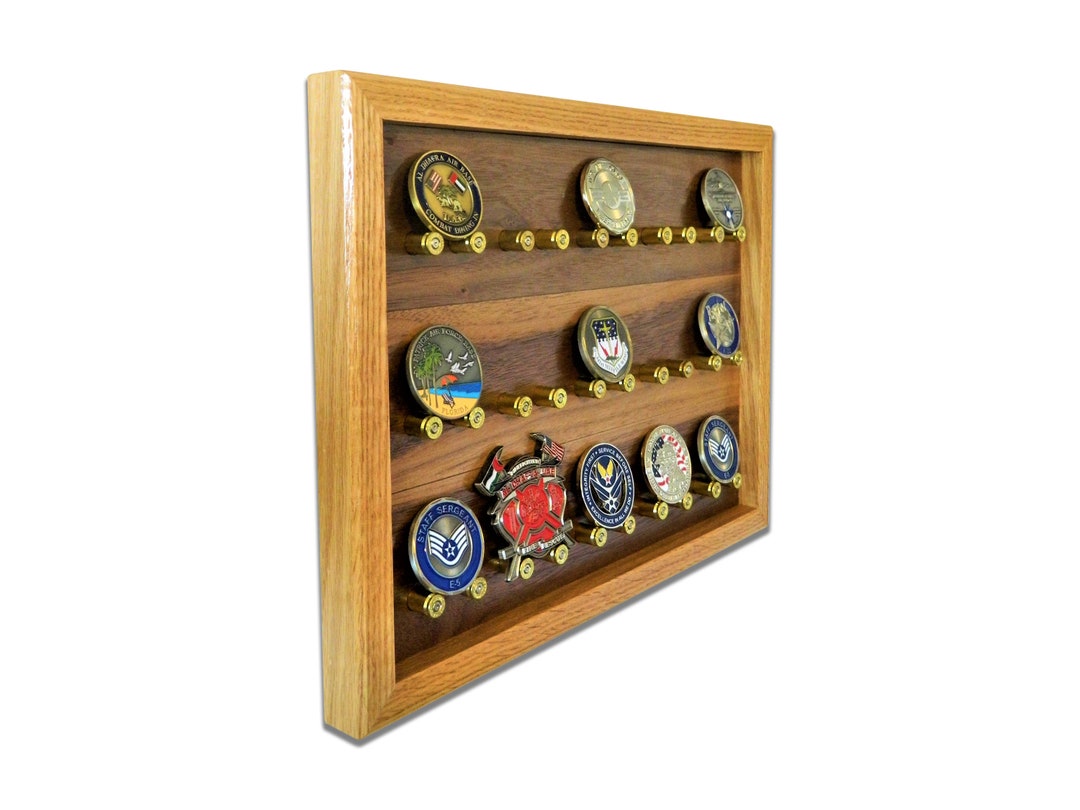 15 Challenge Coin Rack Display, Military Coin Holder, 9mm Brass Bullet ...