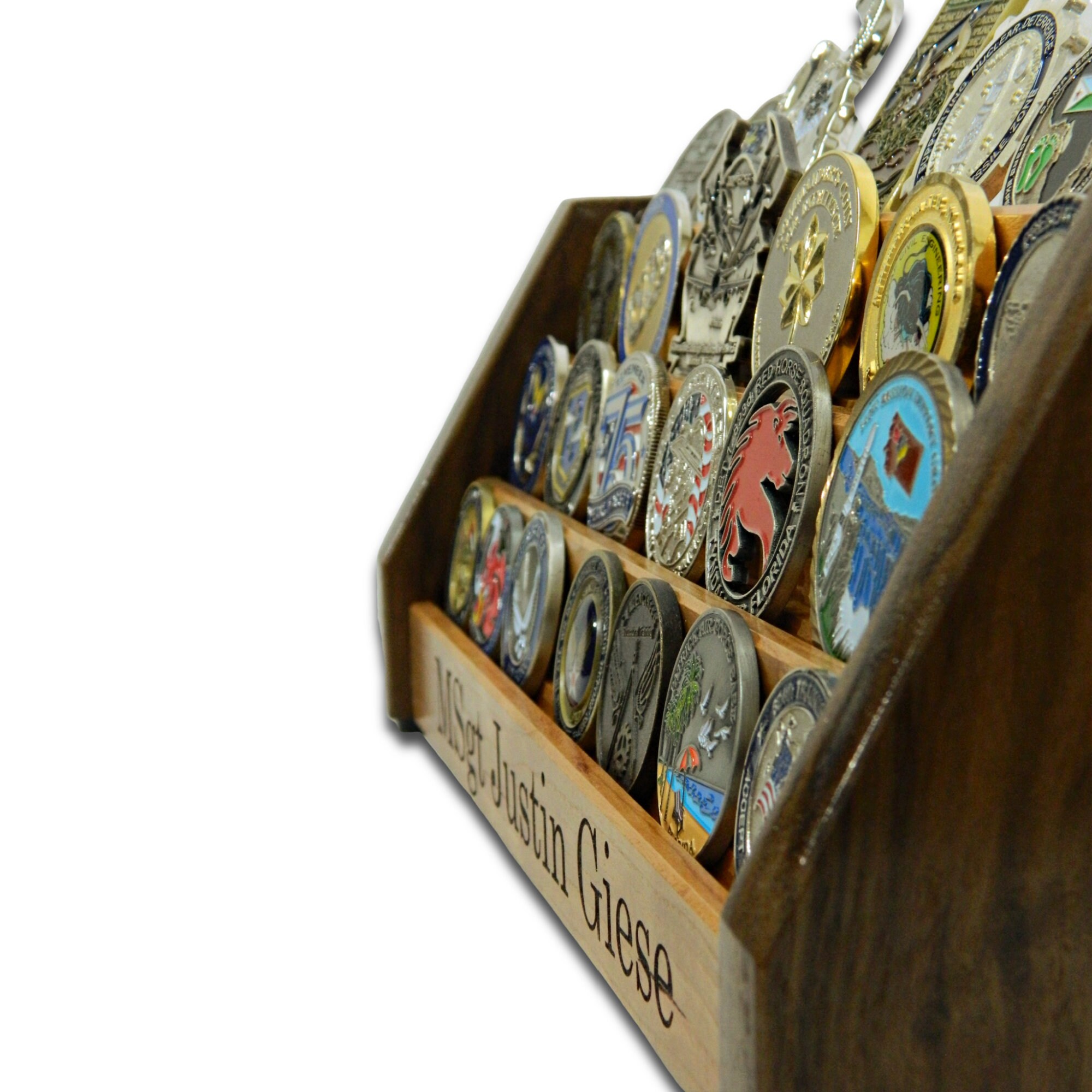 Personalized Vertical Challenge Coin Rack: Veteran Handcrafted Cherry ...