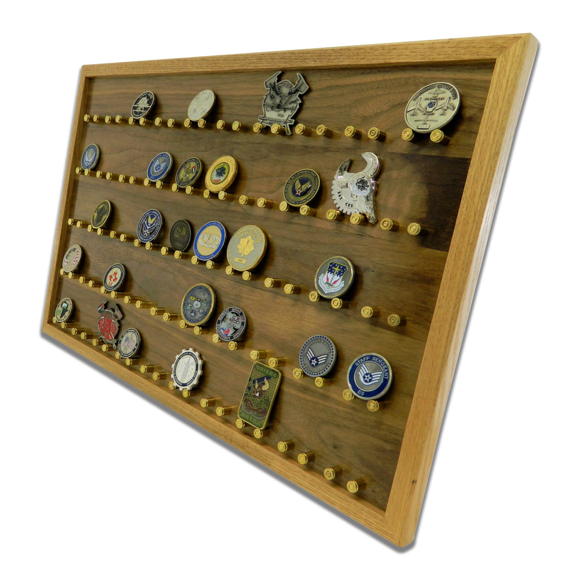 50 Challenge Coin Rack Display, Military Coin Holder, 9mm Brass Bullet ...