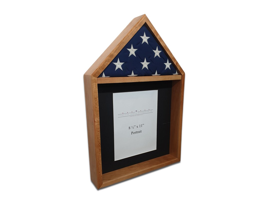 Cherry Flag & Certificate Display Case, Holds a 3' X 5' Flag, 8.5"x11 ...