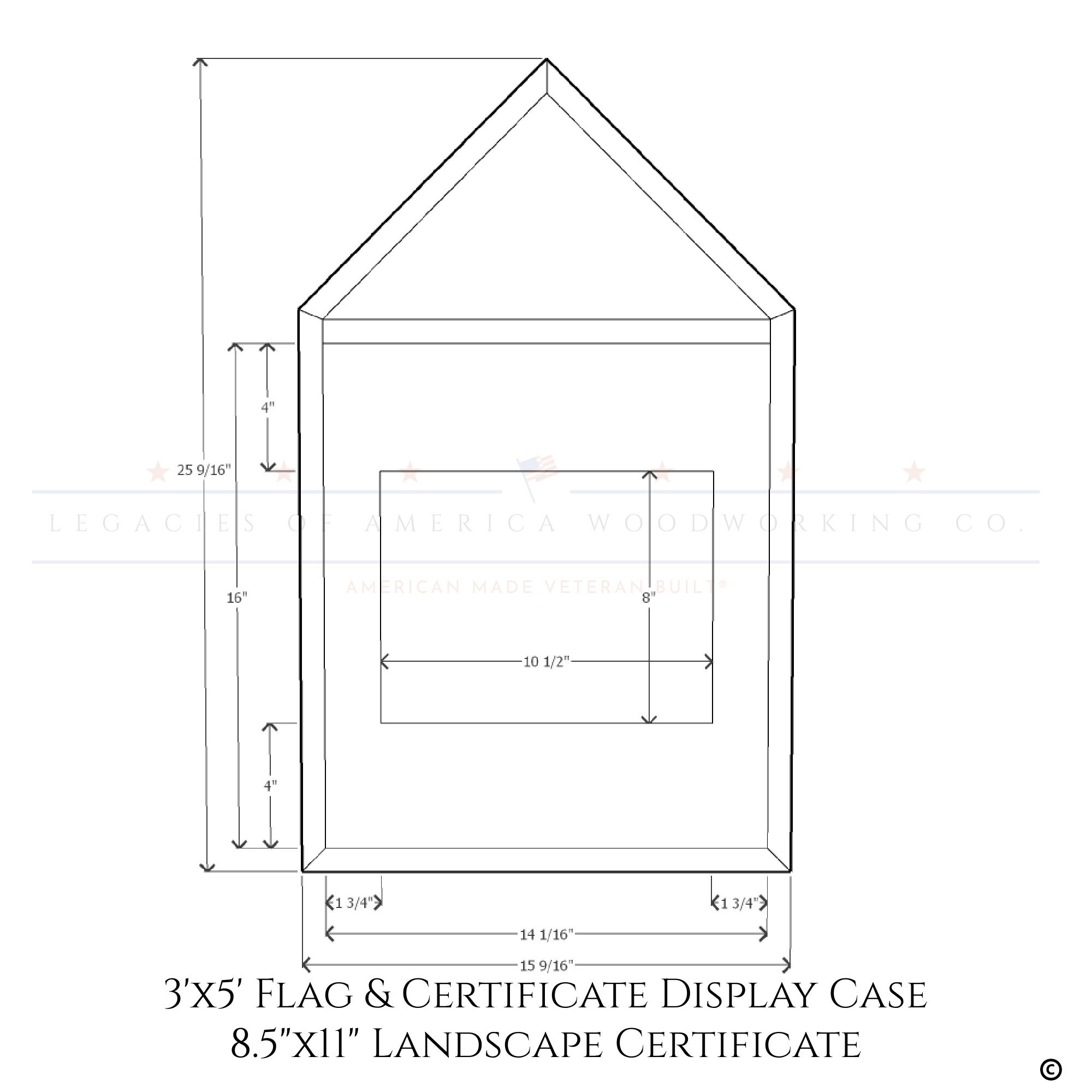 Cherry Flag & Certificate Display Case Holds a 3' X - Etsy