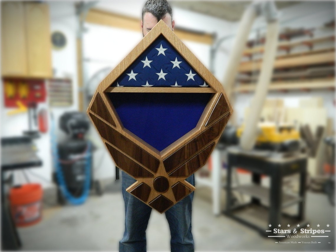 US Air Force USAF Wings Retirement Shadow Box Flag Display | Etsy