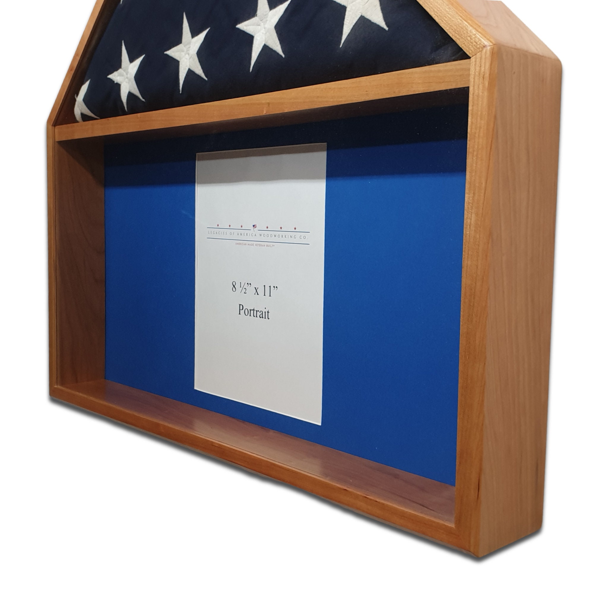 Cherry Burial Flag & Certificate Display Case, Holds a 5'x9.5' Burial ...
