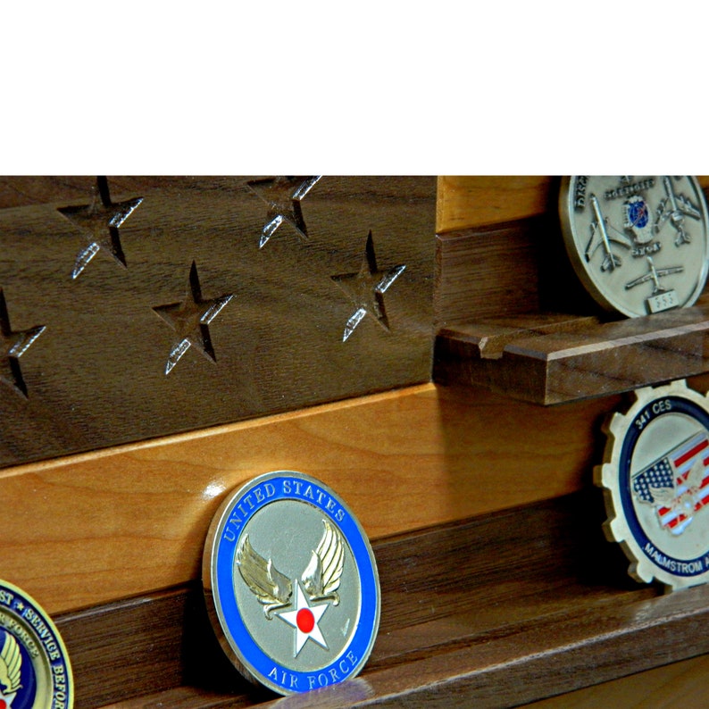 Walnut & Cherry American Flag Challenge Coin Rack Display - Etsy