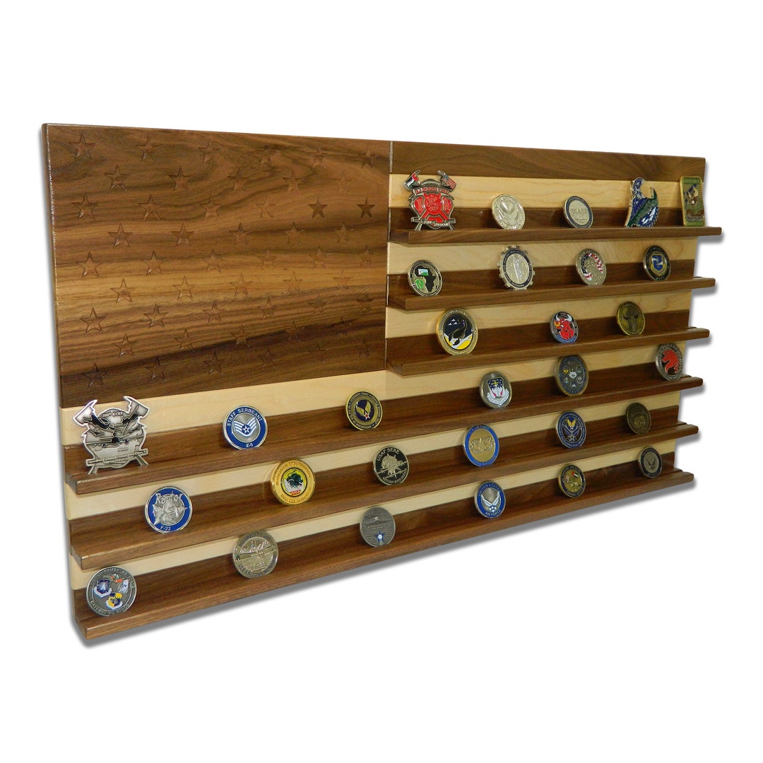 Walnut & Maple American Flag Challenge Coin Display Rack - Etsy
