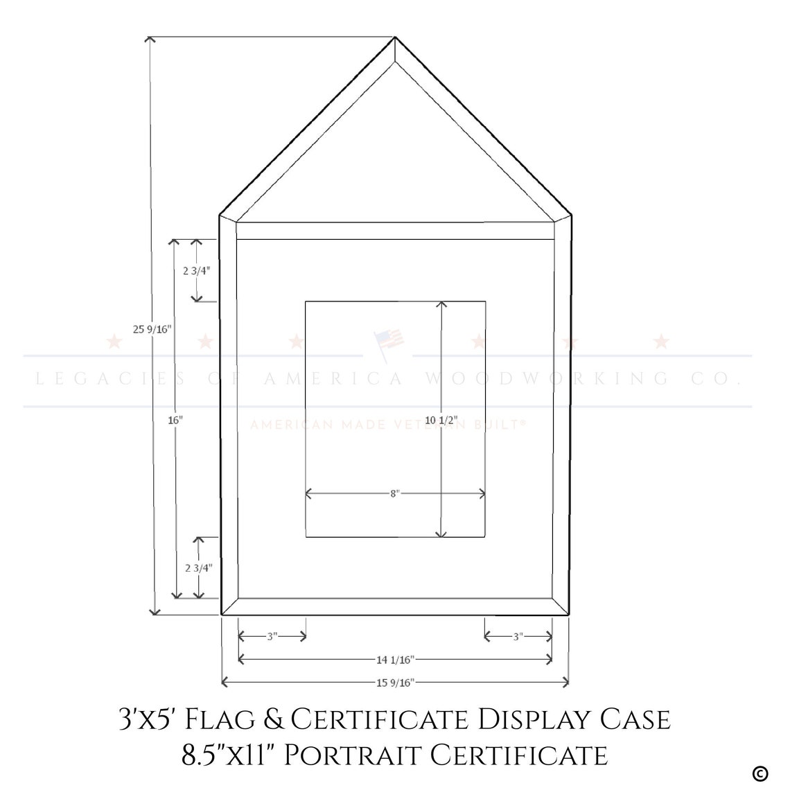 Cherry Flag & Certificate Display Case Holds a 3' X - Etsy