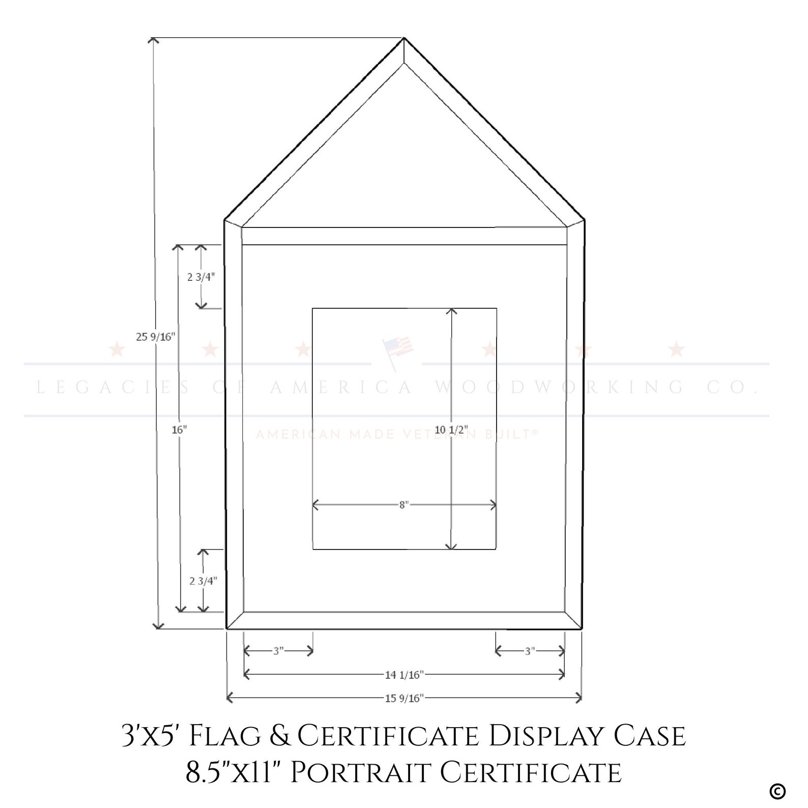 Cherry Flag & Certificate Display Case Holds a 3' X - Etsy