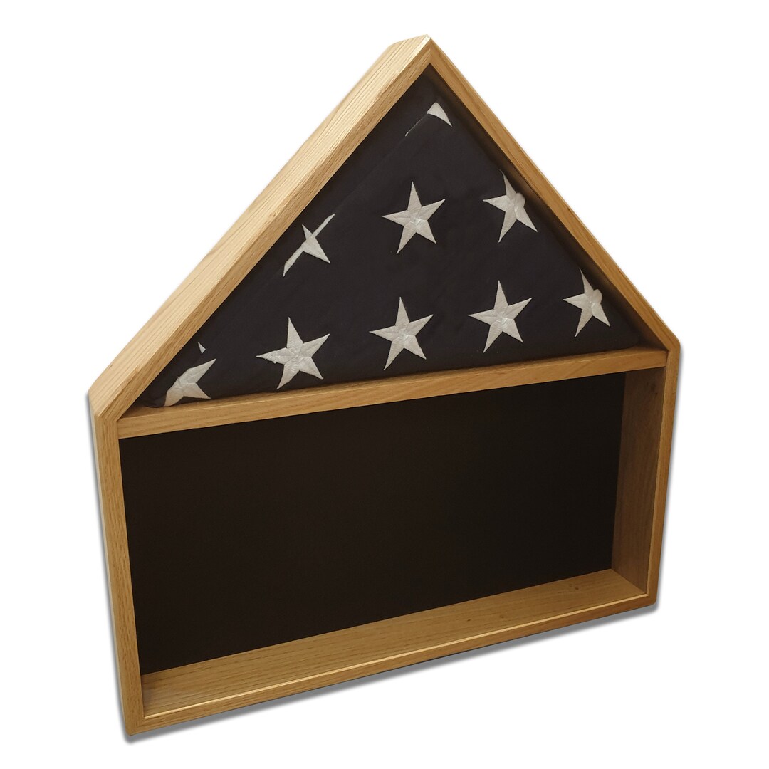 Oak Burial Flag Shadow Box, Holds 5'x9.5' Burial Interment Flag ...