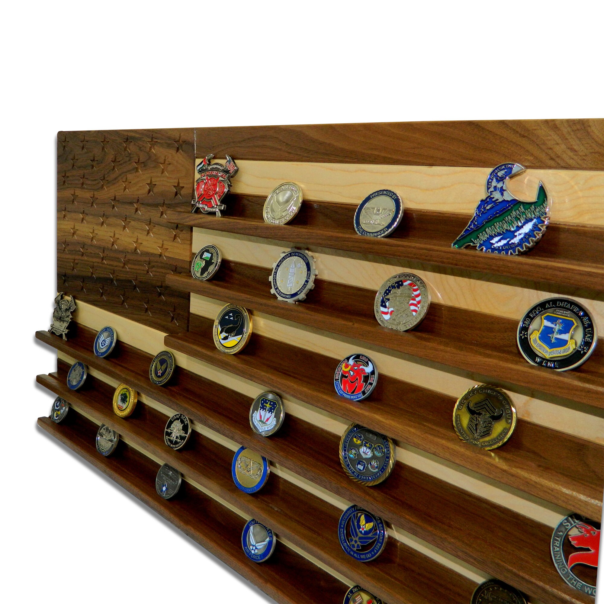 Walnut & Maple American Flag Challenge Coin Rack Display | Etsy
