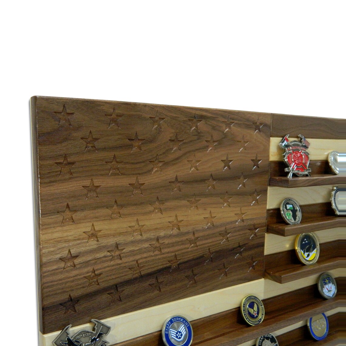 Walnut & Maple American Flag Challenge Coin Rack Display - Etsy