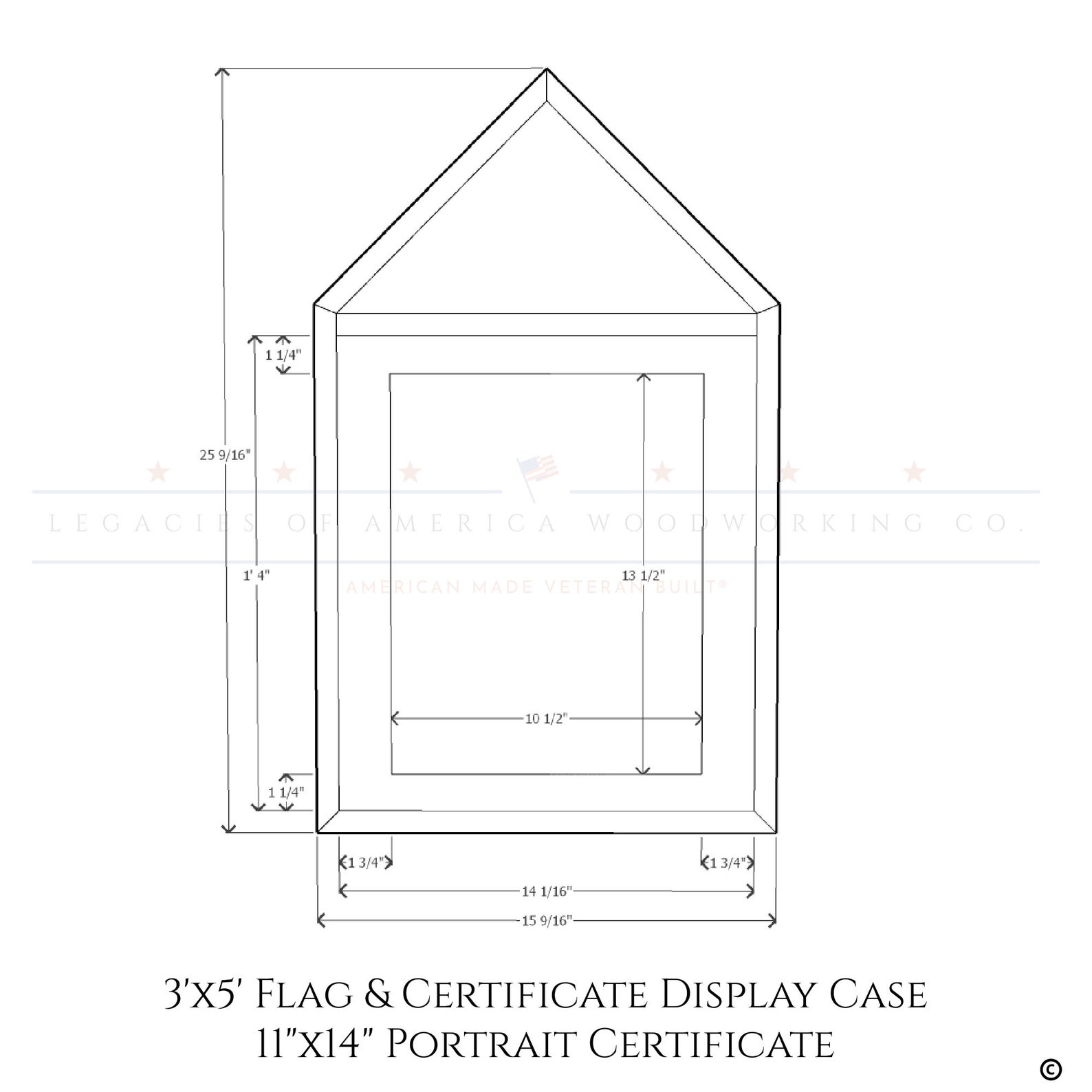 Cherry Flag & Certificate Display Case Holds a 3' X - Etsy