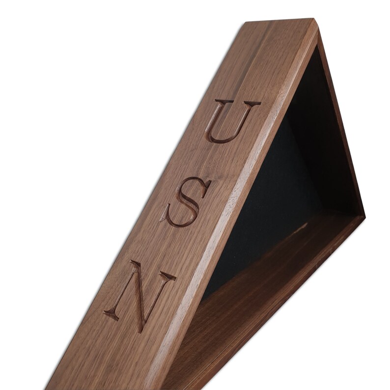 Navy Veteran USN Walnut Flag Display Case, Folded Burial Interment Flag ...