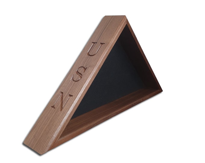 Navy Veteran USN Walnut Flag Display Case, Folded Burial Interment Flag ...