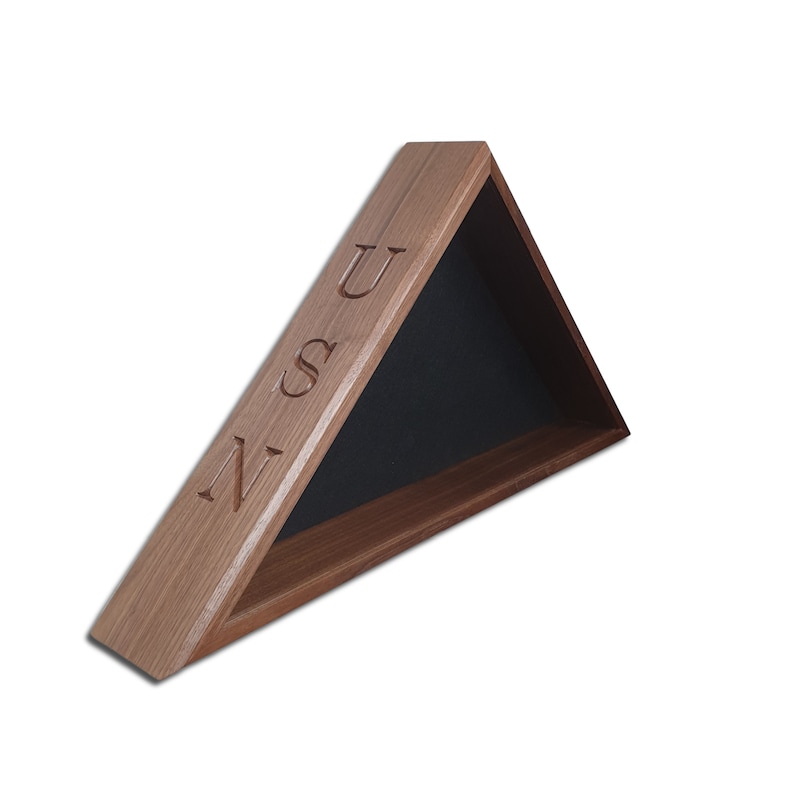 Navy Veteran USN Walnut Flag Display Case, Folded Burial Interment Flag ...