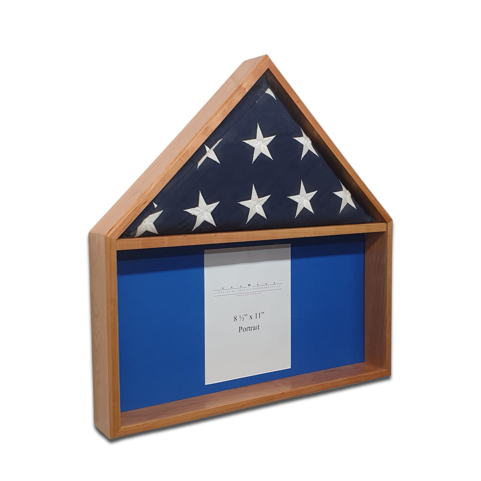 Cherry Burial Flag & Certificate Display Case, Holds a 5'x9.5' Burial ...