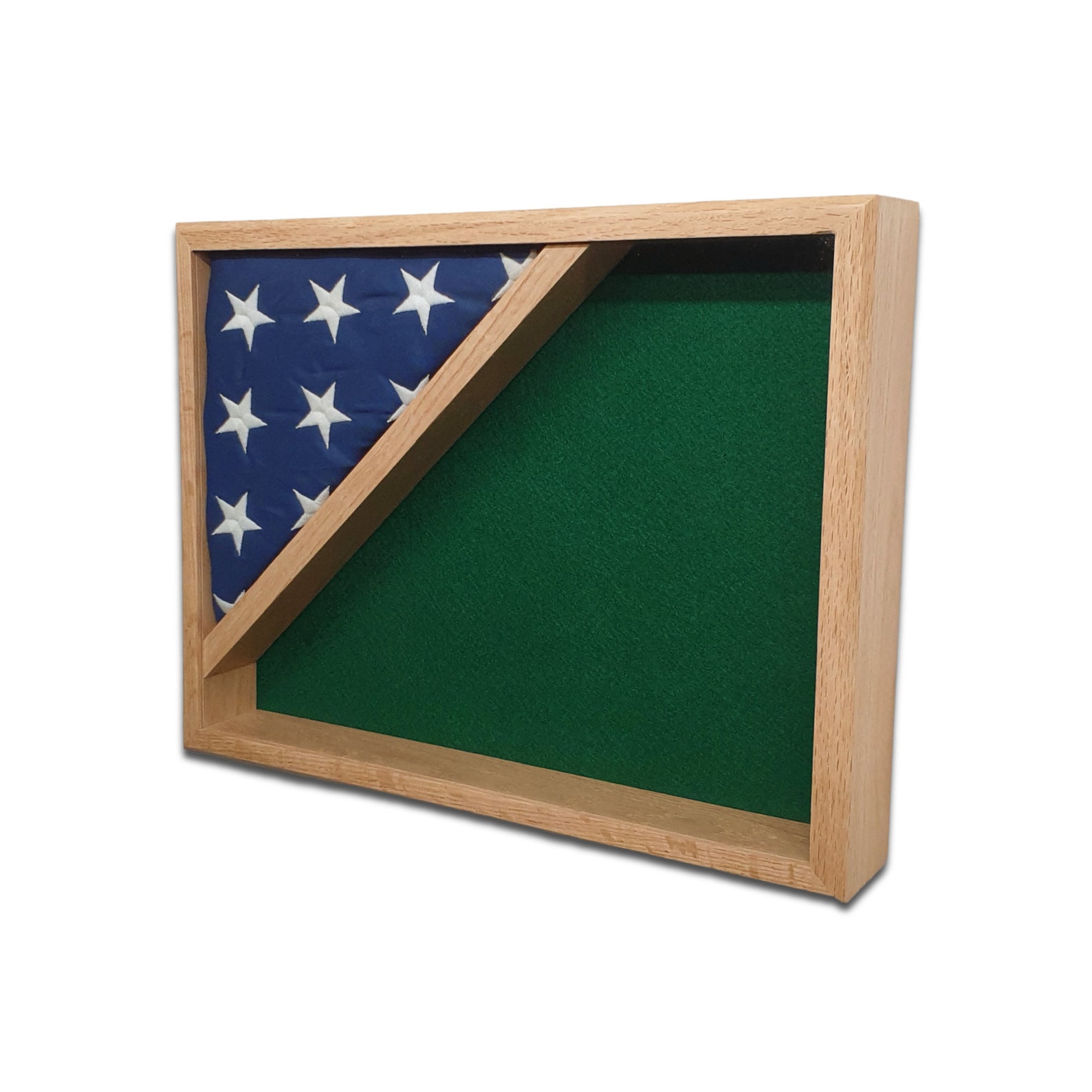 Oak 14 X 18 Shadow Box, Flag Display Case, Holds a 3'x5' Flag, Engraved ...