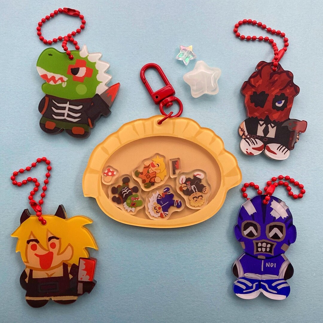 DRHDR Cute Gyoza Horror Anime Acrylic Shaker Charm Keychains - Etsy