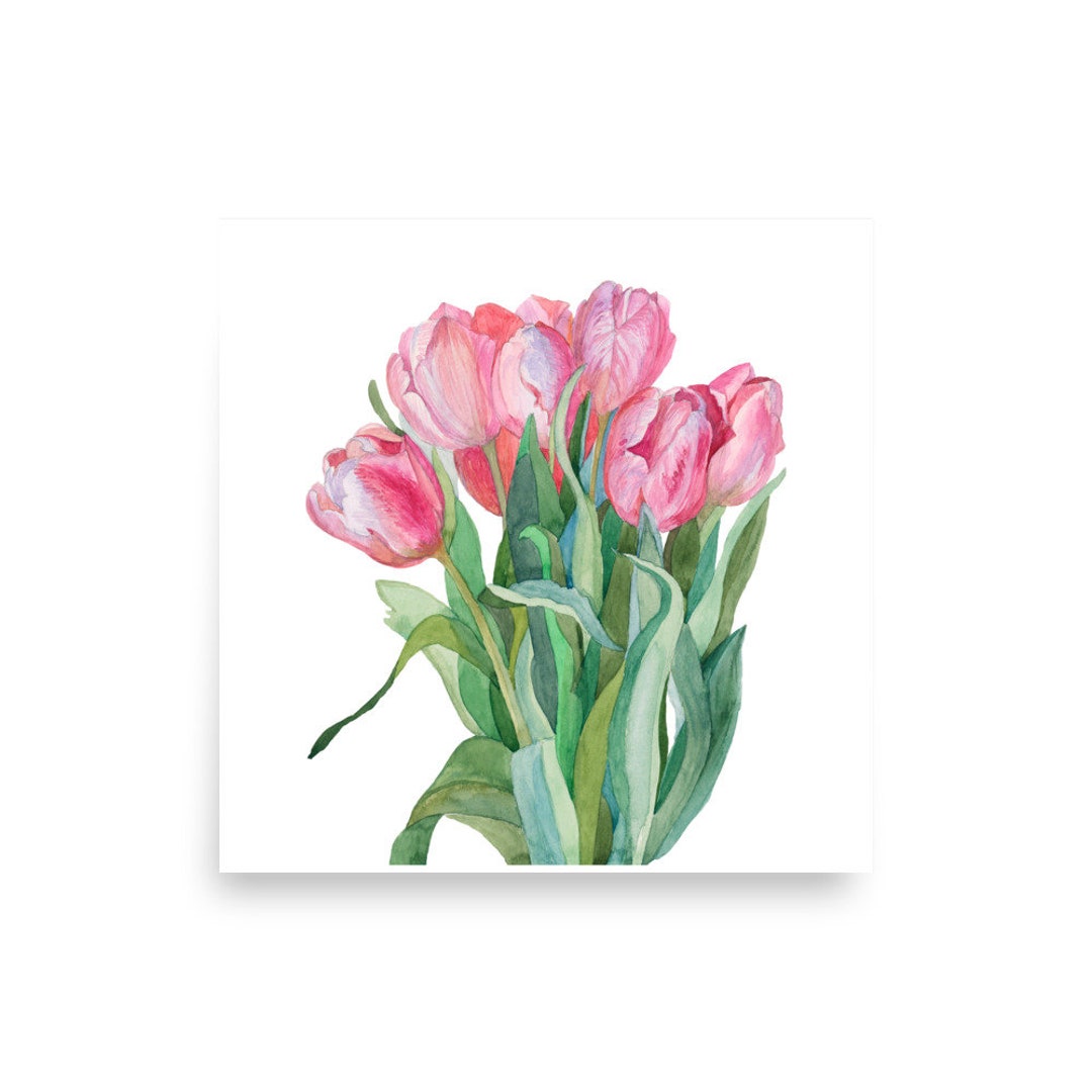 Pink Tulips Poster - Etsy