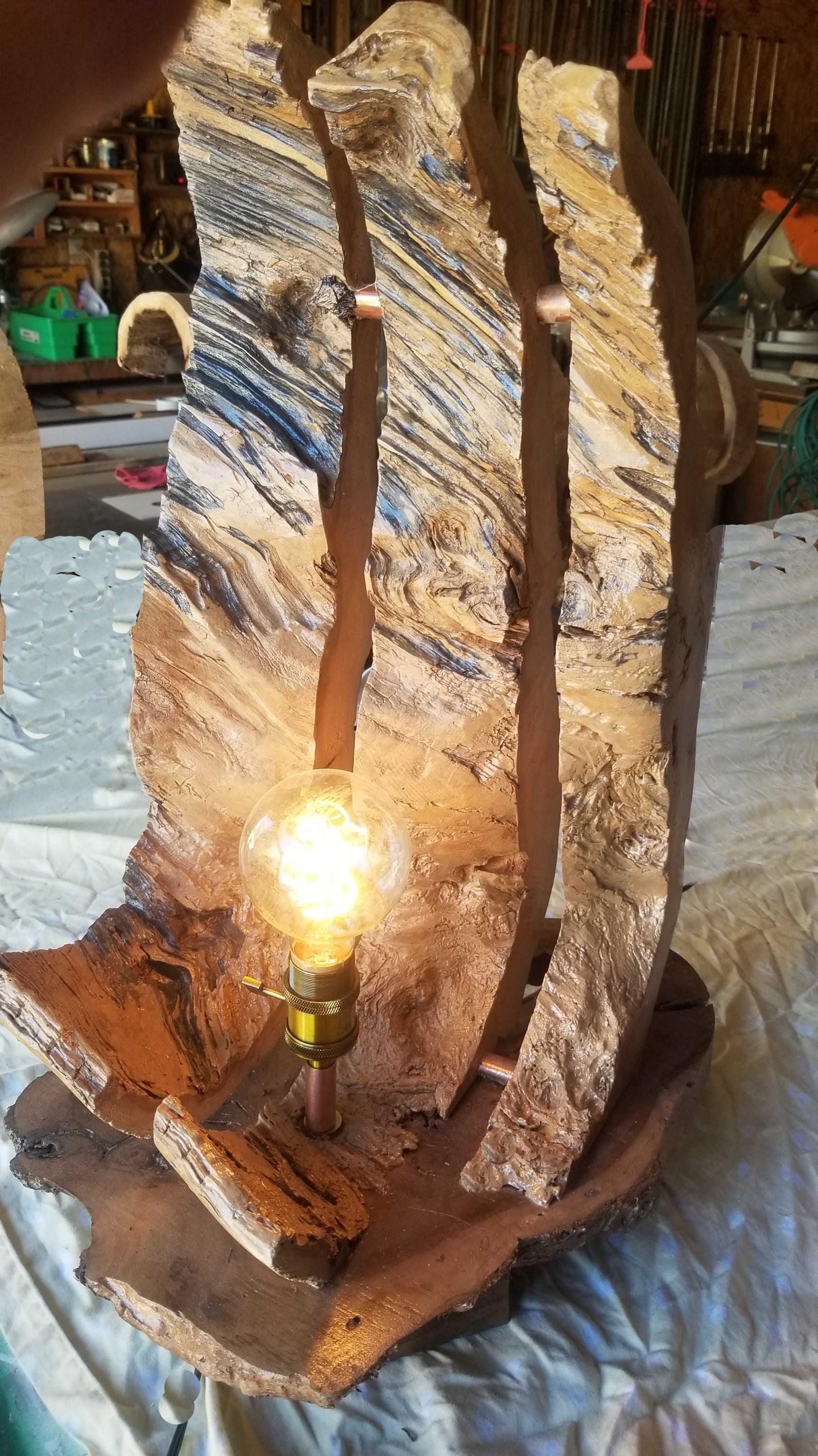 Rustic Bark Edged Table Lamp - Etsy
