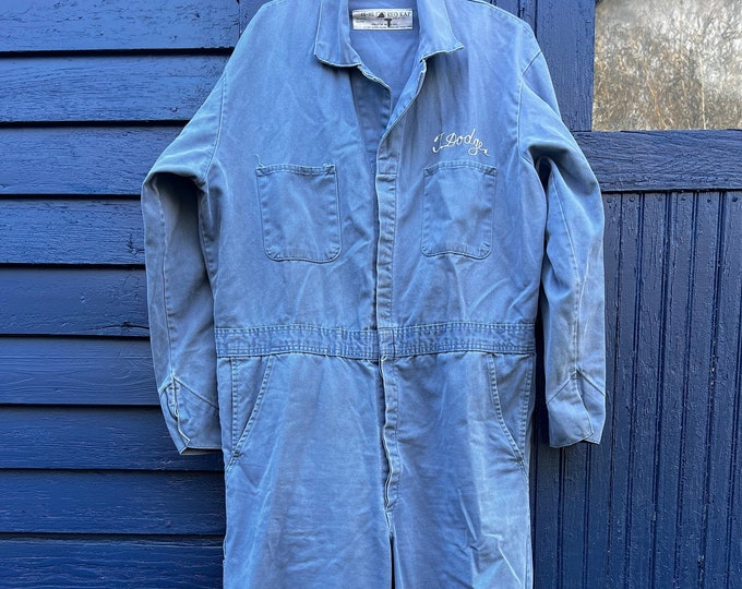 1960’s / 70’s Vintage Coveralls in Light Blue - Gray / Chainstitch ...