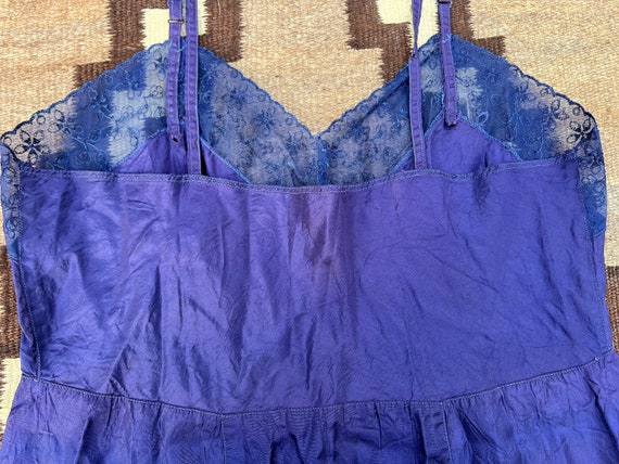 Perfect 1940’s Cobalt Blue Rayon Slip with Lace Trim - Gem