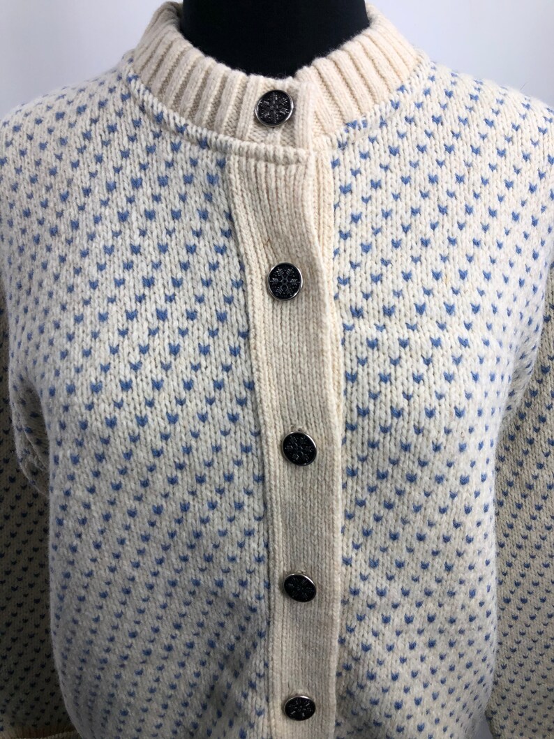 Vintage 1990s REI Birdseye Print Wool Cardigan Sweater With - Etsy