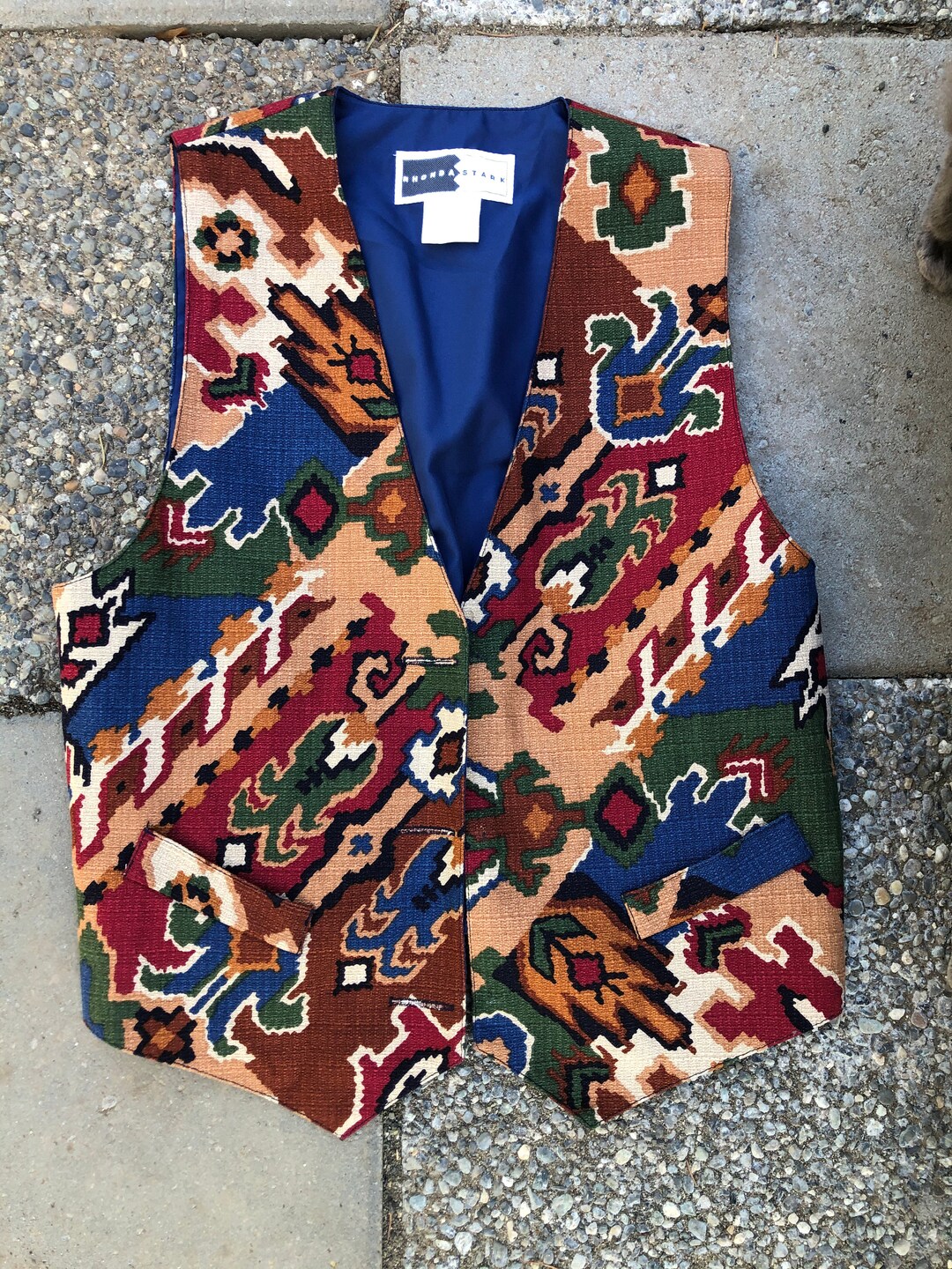 Vintage 1980s Persian Rug Print Vest - Etsy