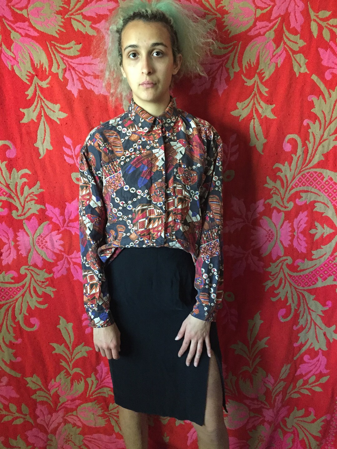 100% Silk Native American Inspired Button Down Shirt - Etsy