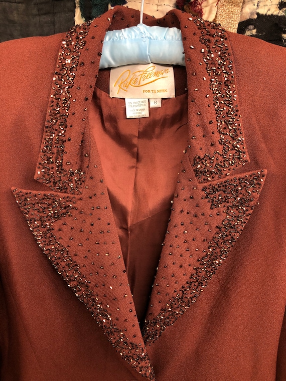 Vintage 1980’s does 1940’s Long Beaded Jacket in Choc… - Gem