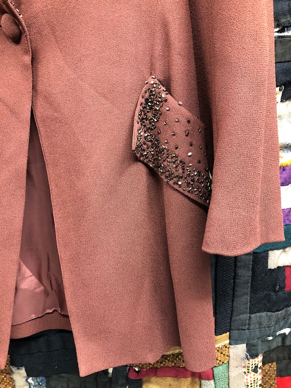 Vintage 1980’s does 1940’s Long Beaded Jacket in Choc… - Gem