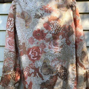 Vintage 1970’s Floral Earth Tone Blouse With Ruffles and Tie - Etsy