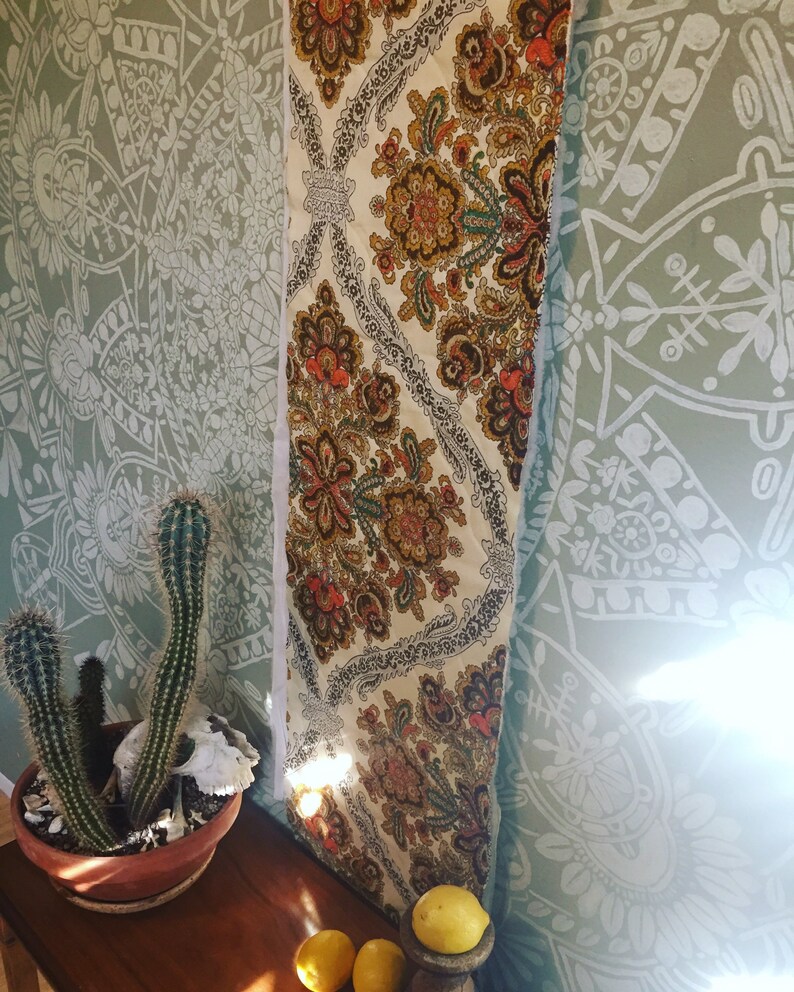 Vintage 1970's Paisley Patterned Quilted Fabric With Batting Upholstery ...