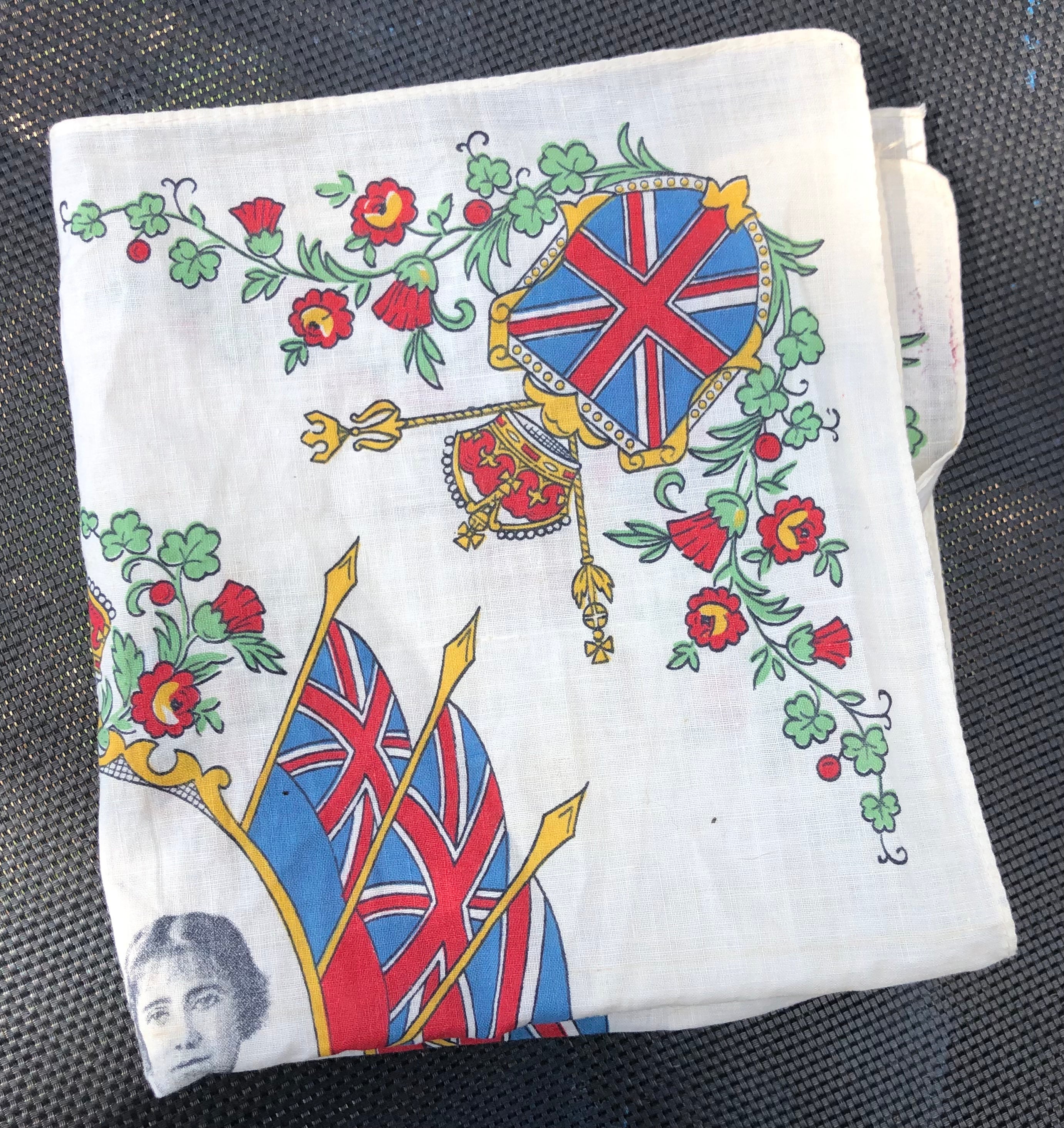 1930’s Commemorative Royal Hanky / Handkerchief George VI + Elizabeth ...