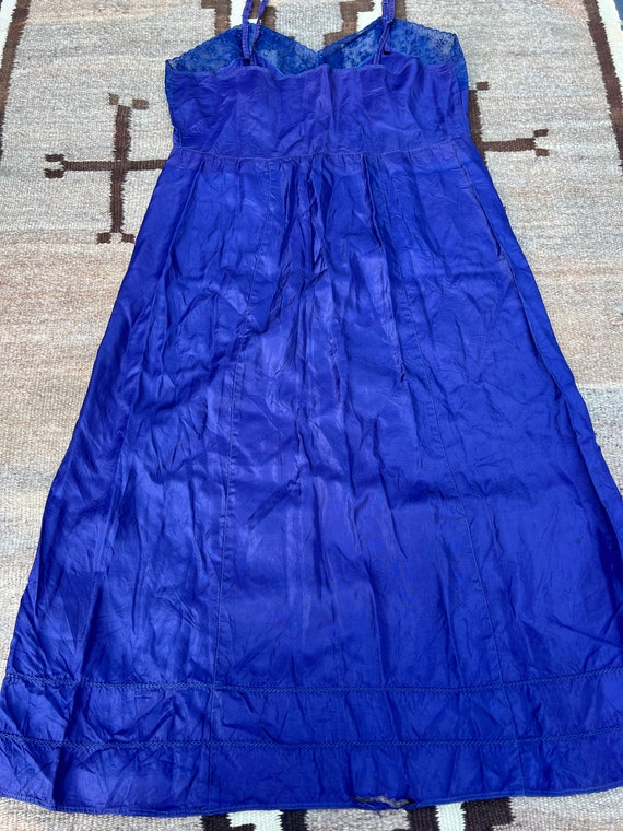 Perfect 1940’s Cobalt Blue Rayon Slip with Lace Trim - Gem
