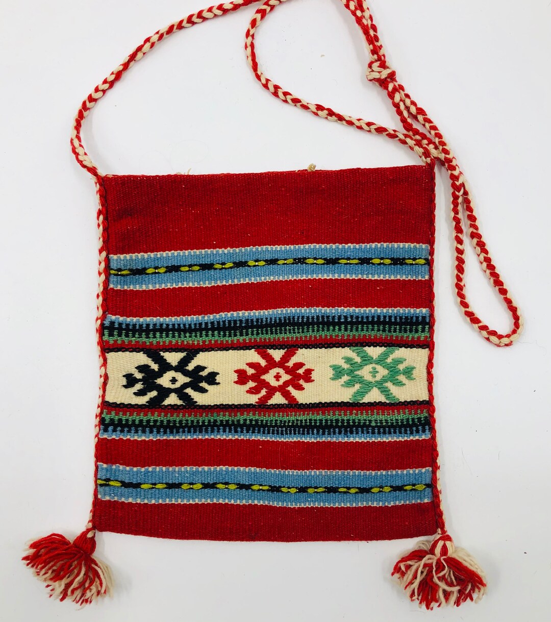 Vintage Textile Shoulder Bag With Tassels - Etsy