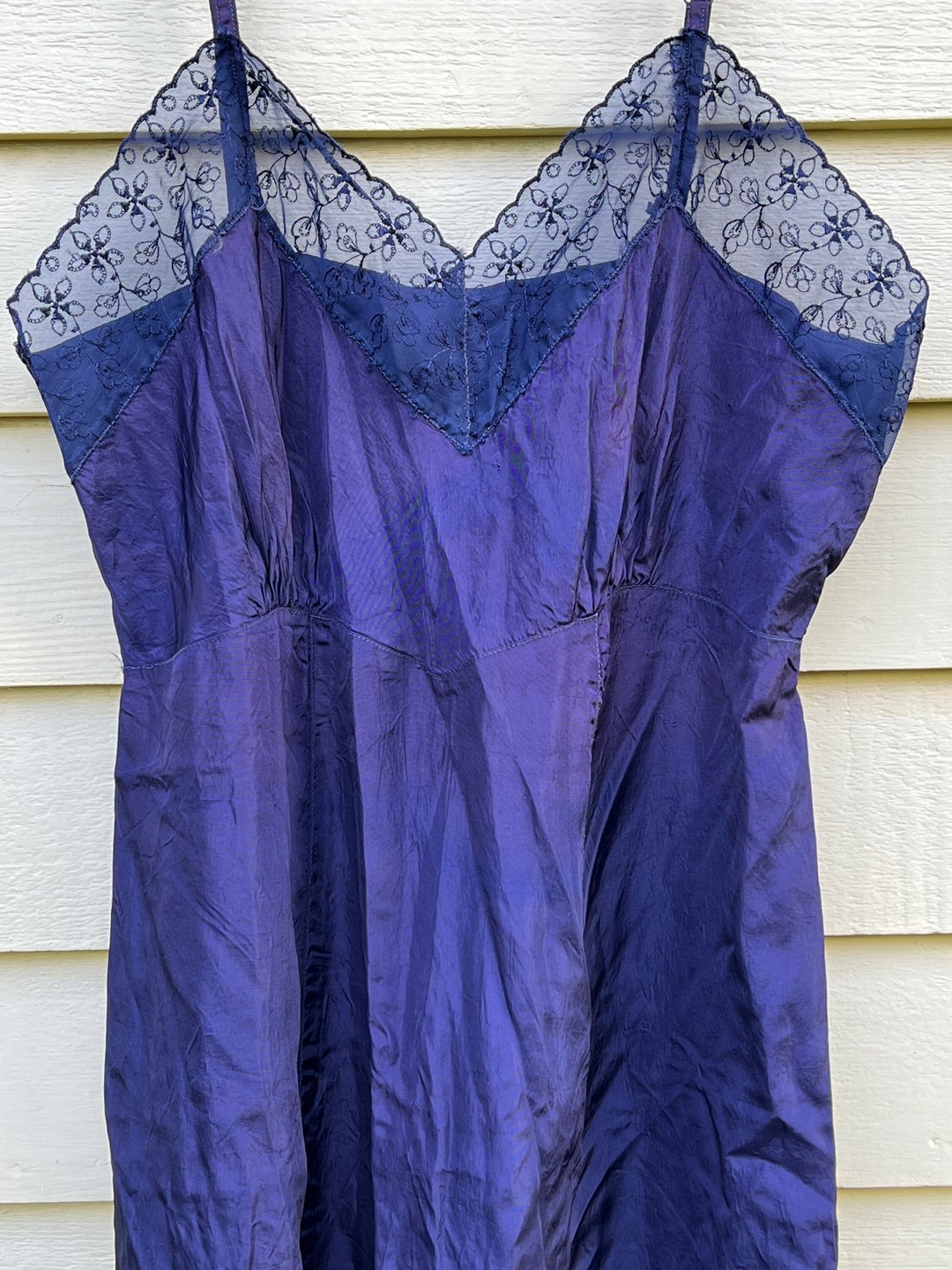 Perfect 1940’s Cobalt Blue Rayon Slip With Lace Trim - Etsy