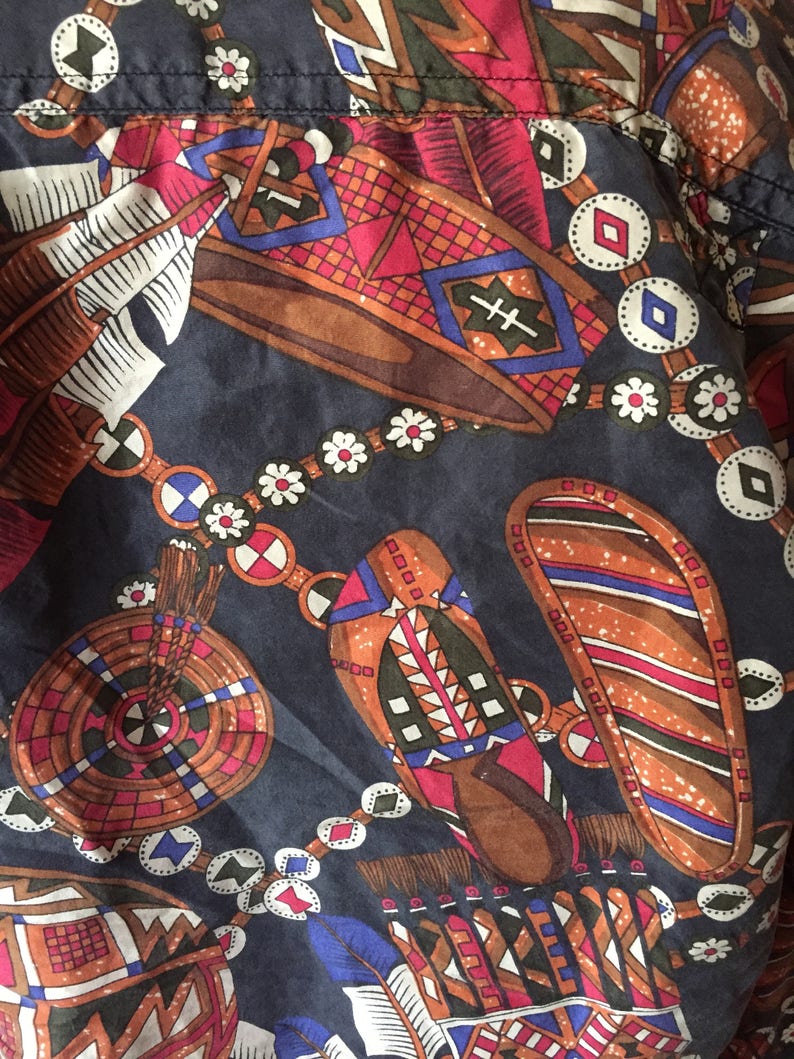 100% Silk Native American Inspired Button Down Shirt - Etsy