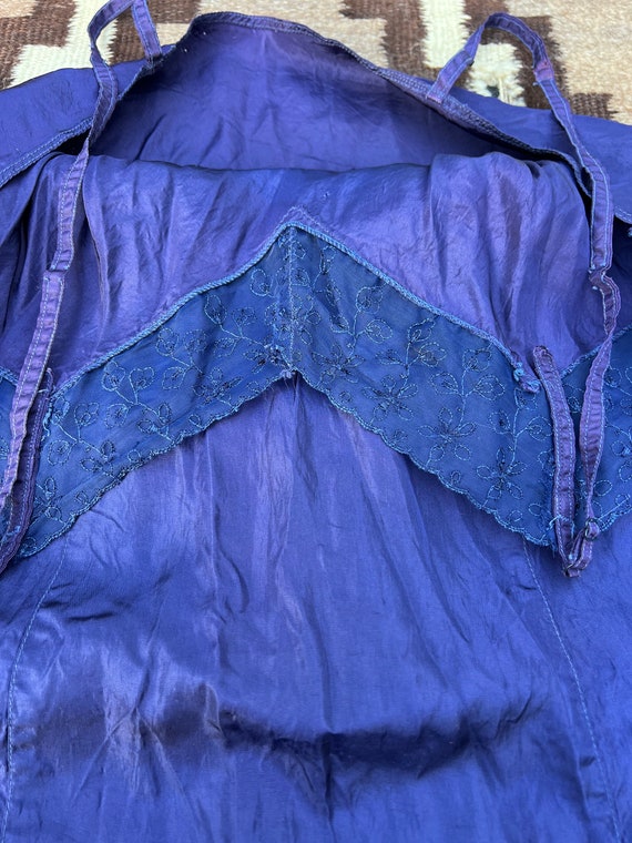 Perfect 1940’s Cobalt Blue Rayon Slip with Lace Trim - Gem